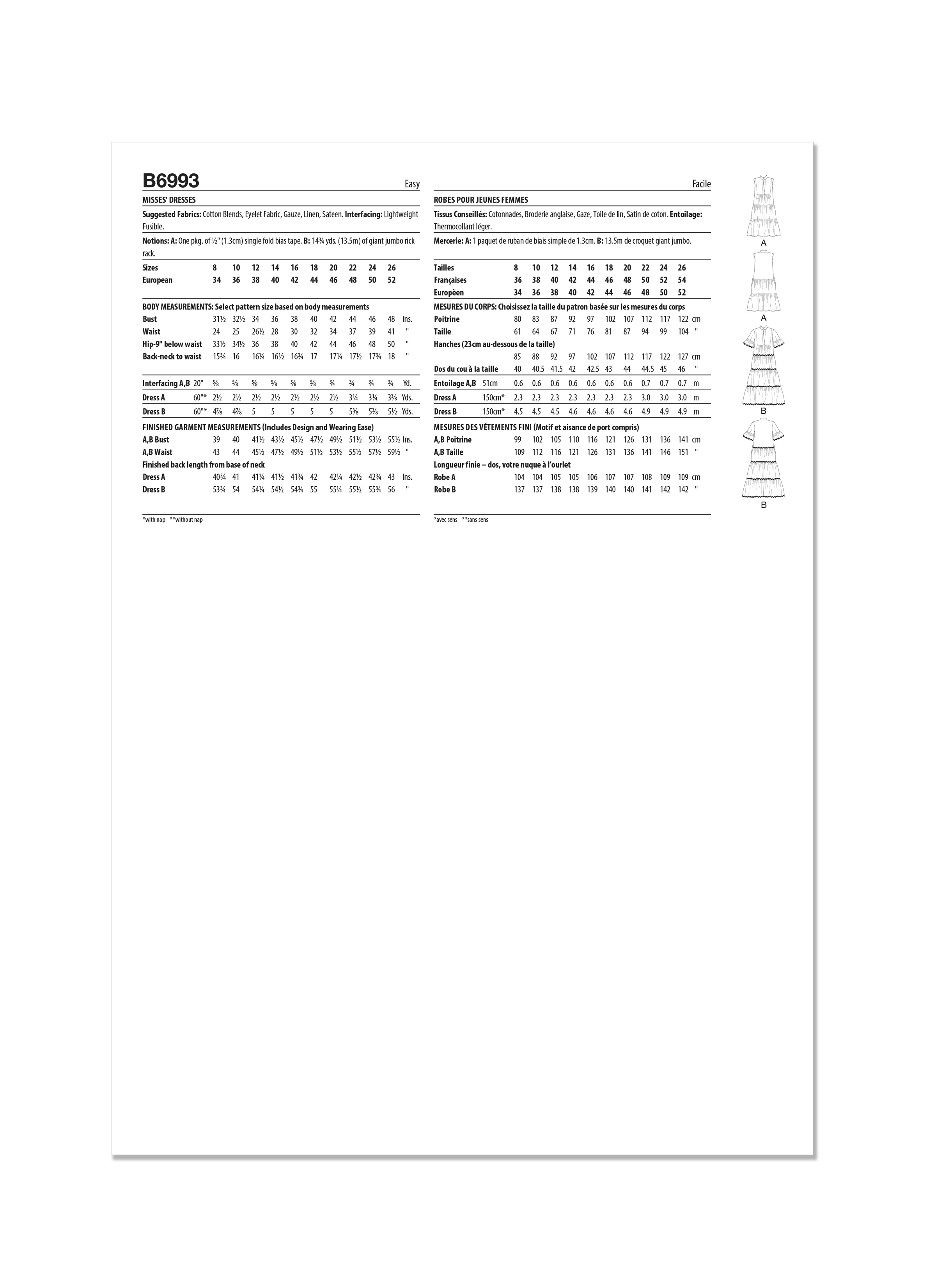 Butterick Sewing Pattern B6993 Misses’ Dresses - Sewdirect