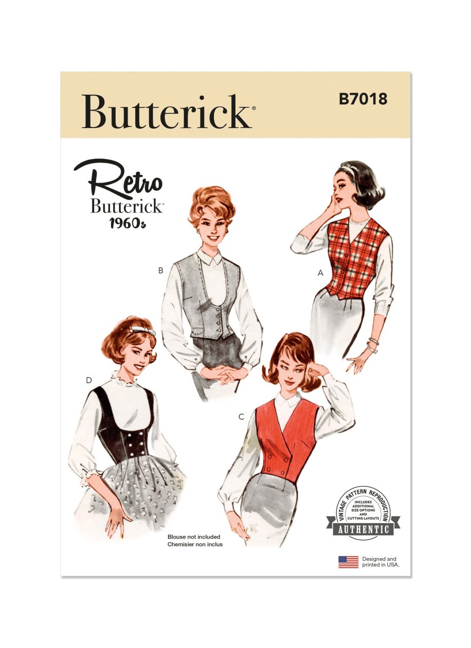 Butterick Sewing Pattern B7018 Misses’ Waistcoats in Four Styles ...