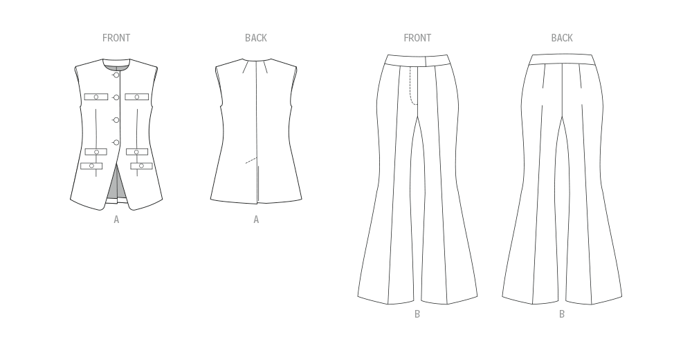 Butterick Sewing Pattern B7027 Misses’ Vest and Trousers - Sewdirect ...