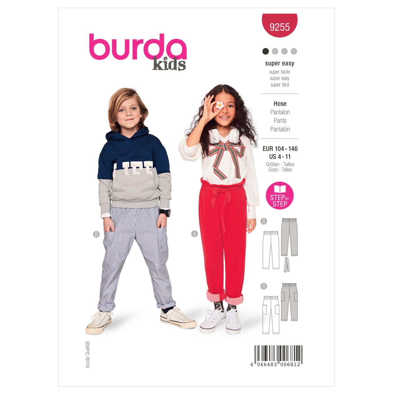 Burda Style Pattern B9255 Children’s Pull-On Trousers - Sewdirect