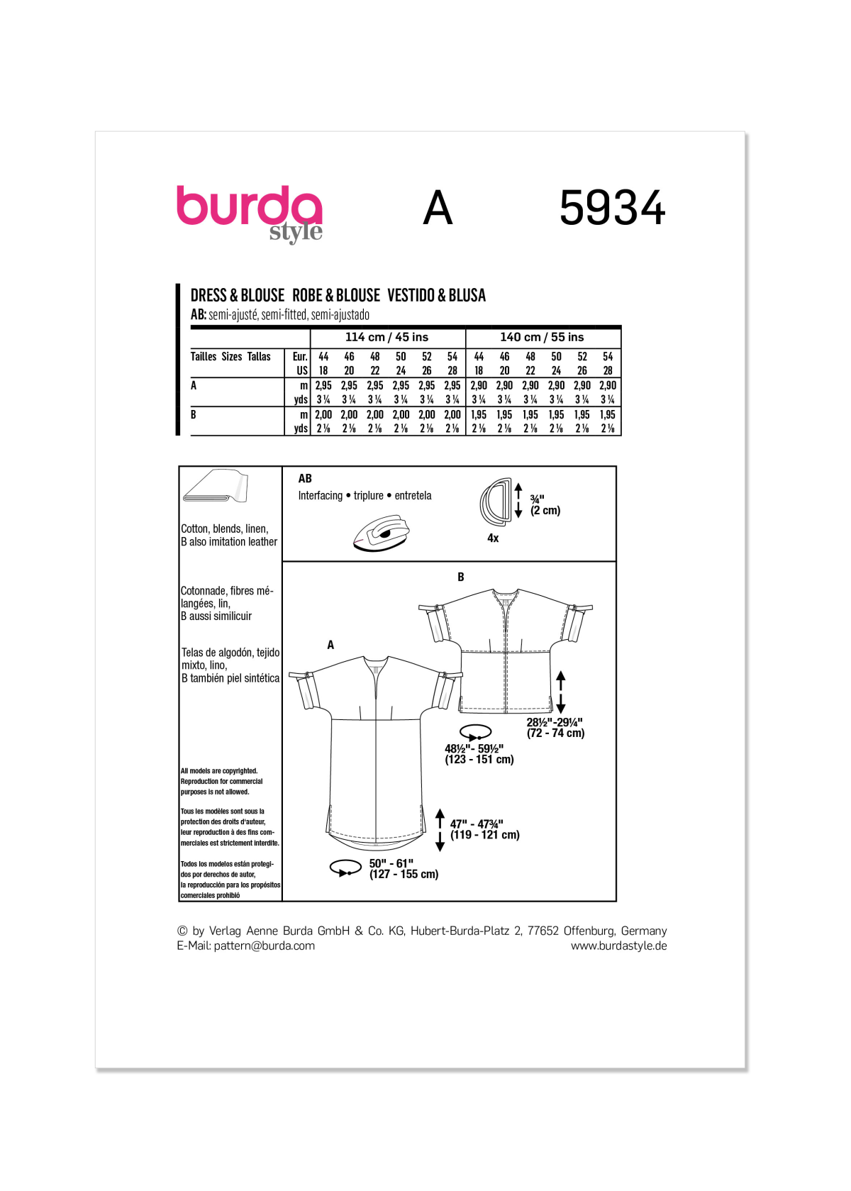 Burda Style Pattern B5934 Misses’ Dress and Top - Sewdirect