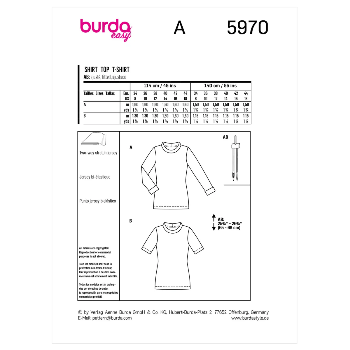 Burda Style Pattern B5970 Misses’ Slim Fit Top - Sewdirect