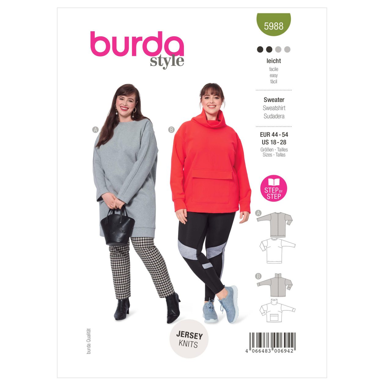 Burda Style Pattern B5988 Misses’ Sweatshirts - Sewdirect