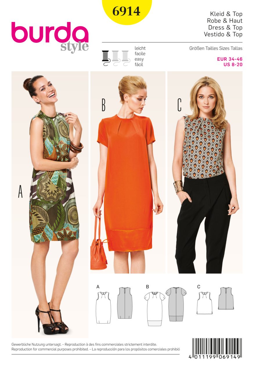 Burda B6914 Burda Style Dresses Sewing Pattern - Sewdirect