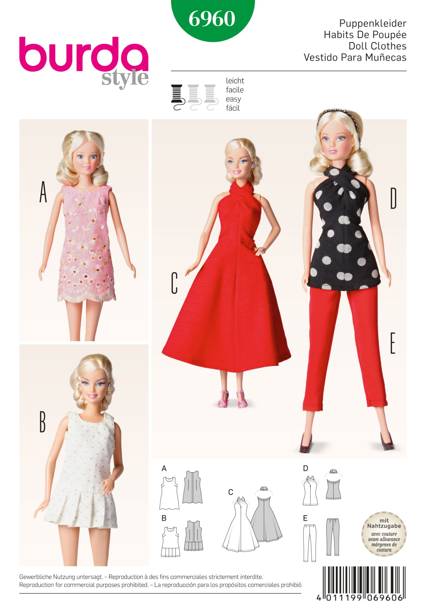 Burda B6960 Burda Style Doll Clothes, Accessories Sewing Pattern ...