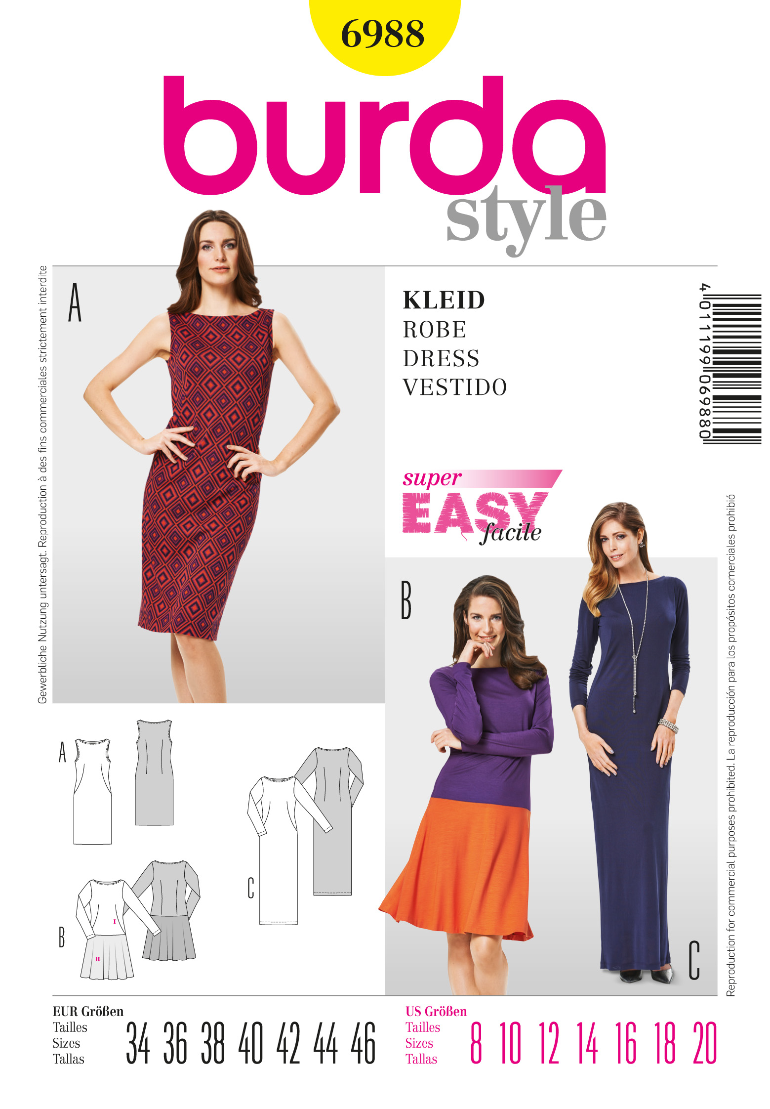 B6988 Burda Style Dress Sewing Pattern - Sewdirect