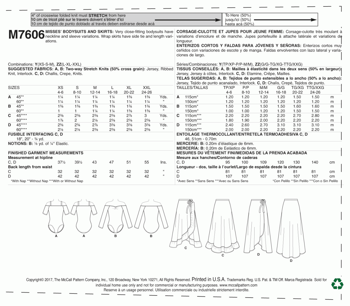 McCall’s Sewing Pattern M7606 Misses’ Off-the-Shoulder Bodysuits and ...