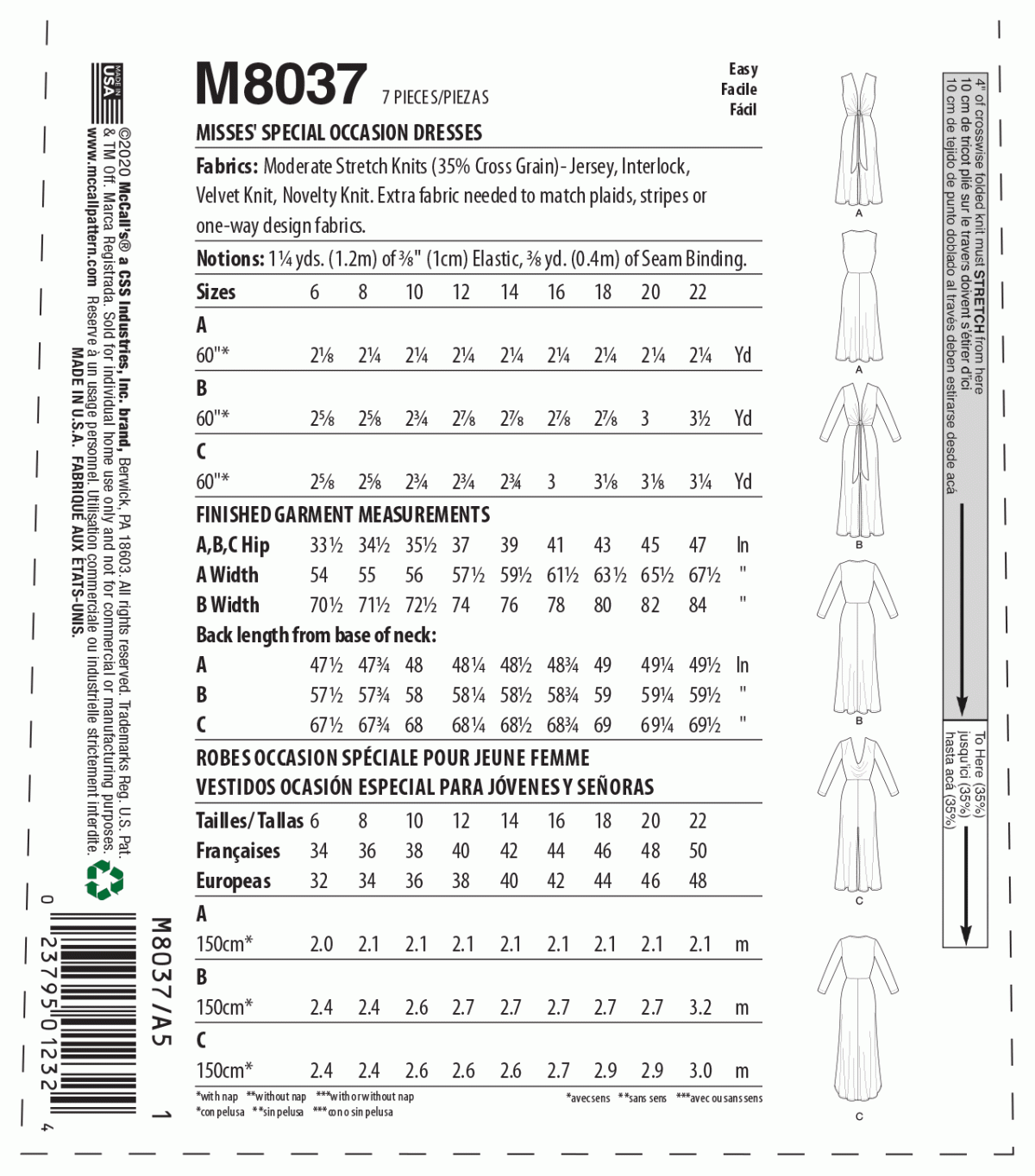 McCall’s Sewing Pattern M8037 Misses’ Special Occasion Dresses # ...