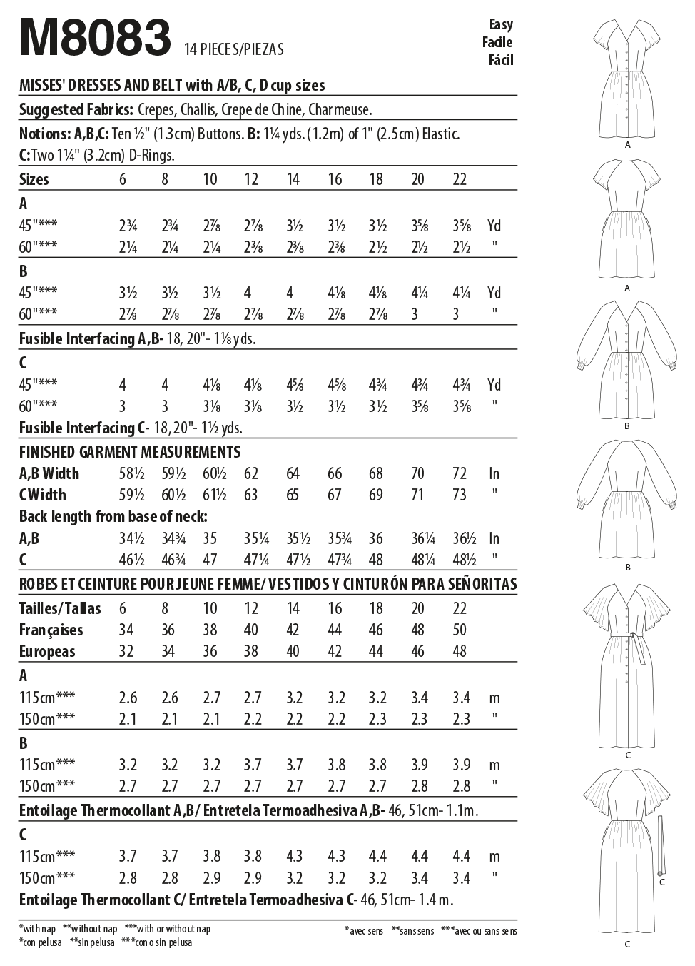 McCall’s Sewing Pattern M8083 Misses’ Dresses & Belt #GiaMcCalls ...
