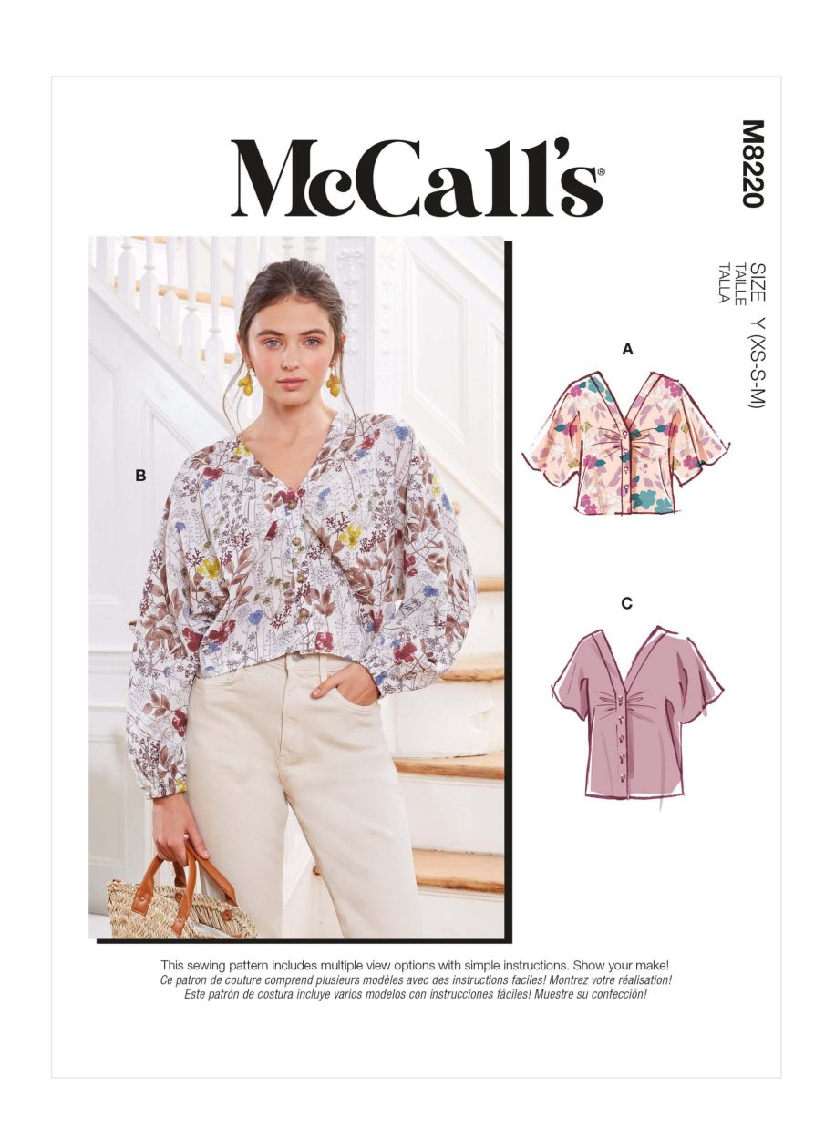 McCall’s Sewing Pattern M8220 Misses’ Tops & Mask - Sewdirect