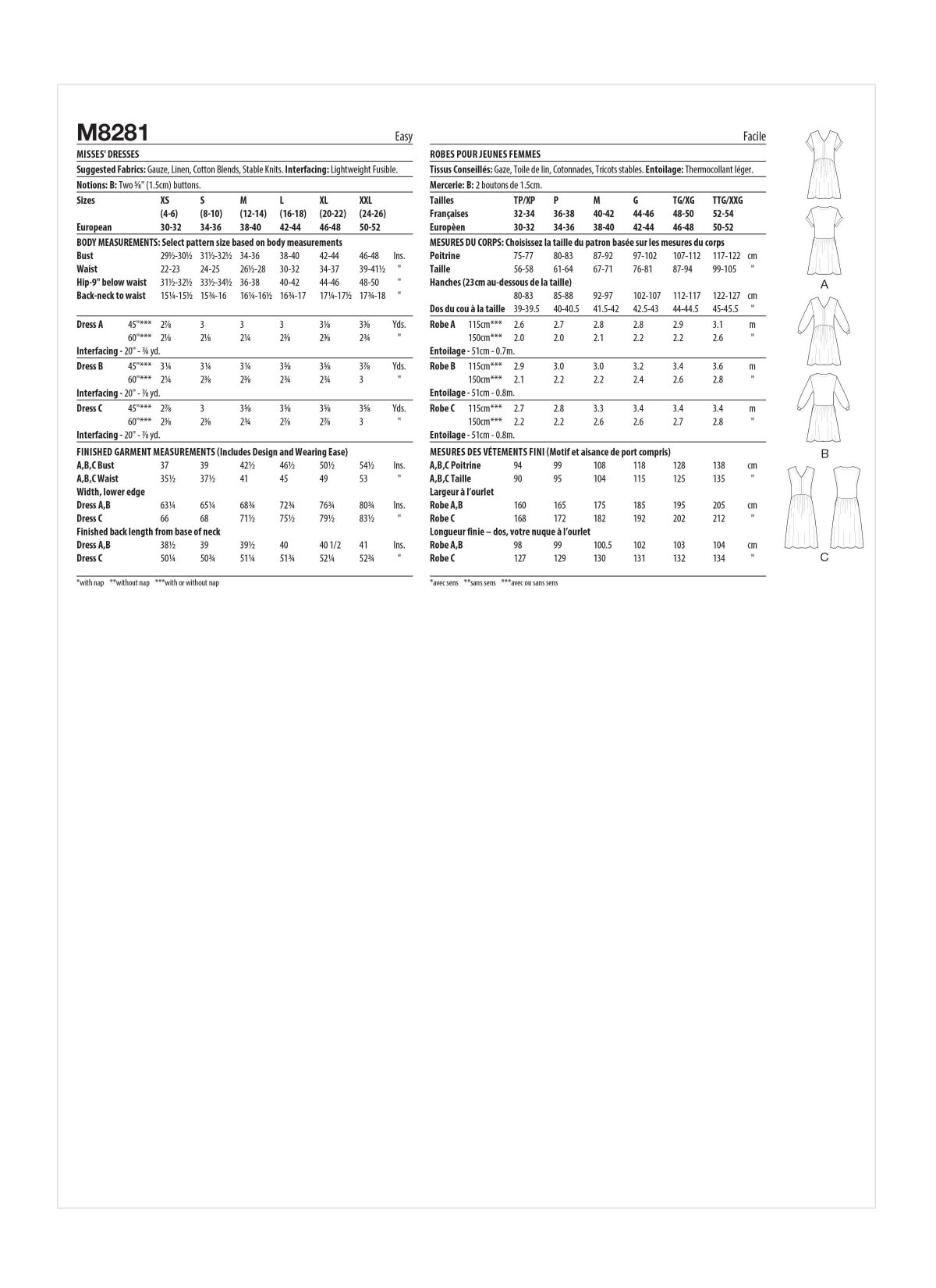 McCall’s Sewing Pattern M8281 Misses’ Dresses - Sewdirect