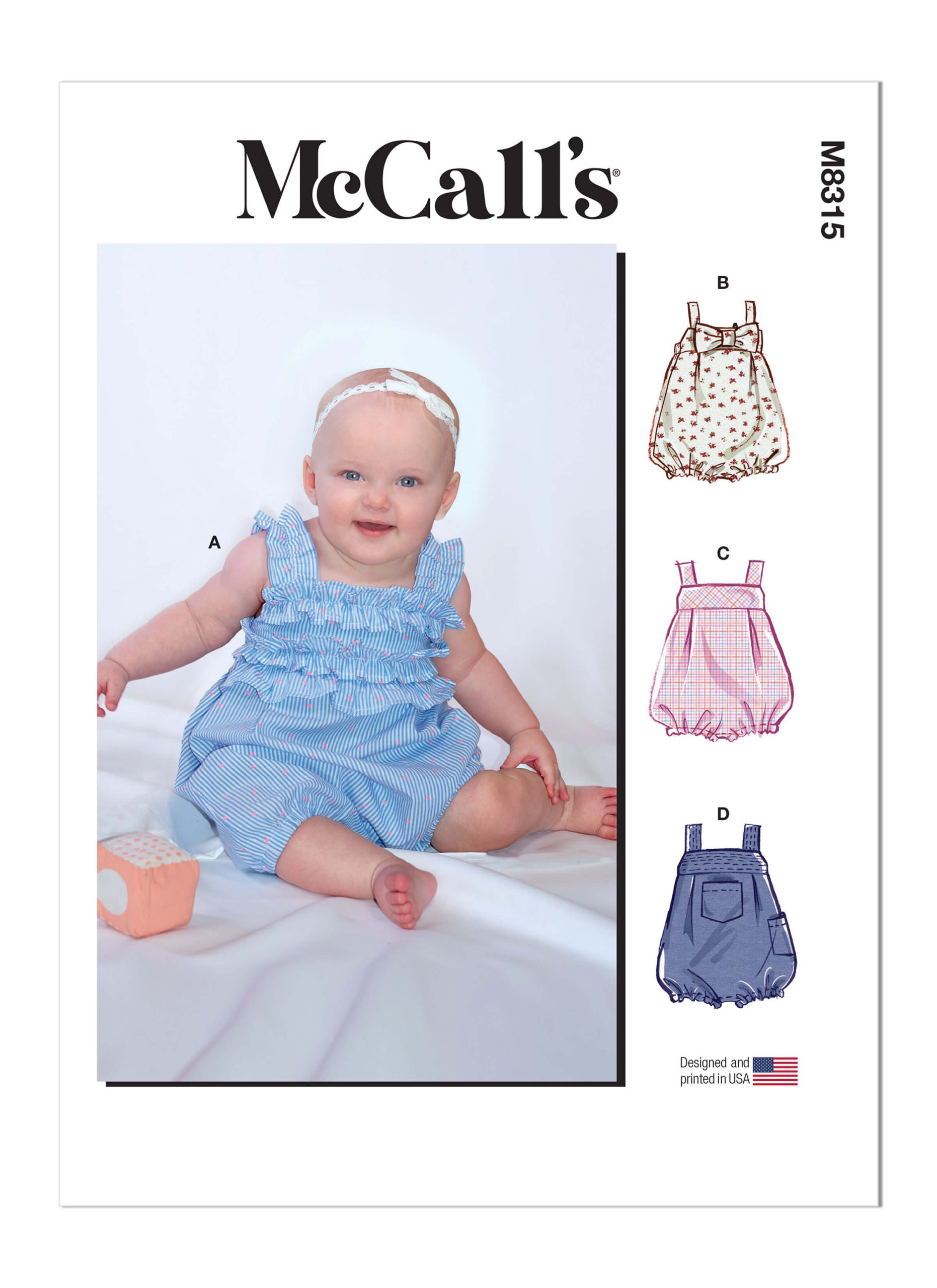 McCall’s Sewing Pattern M8315 Infants’ Rompers - Sewdirect