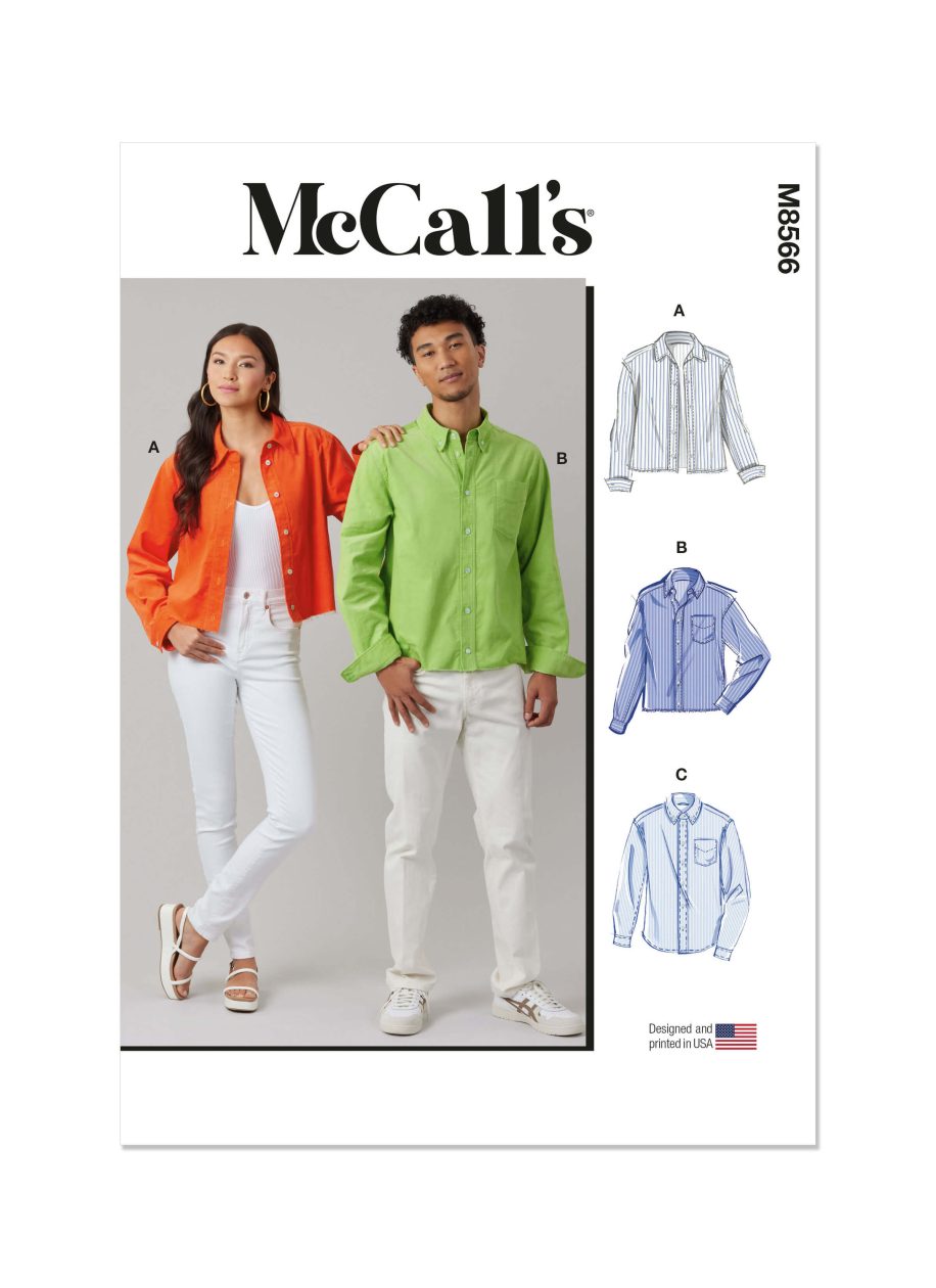 McCall’s Sewing Pattern M8566 Unisex Shirt in Three Lengths - Sewdirect