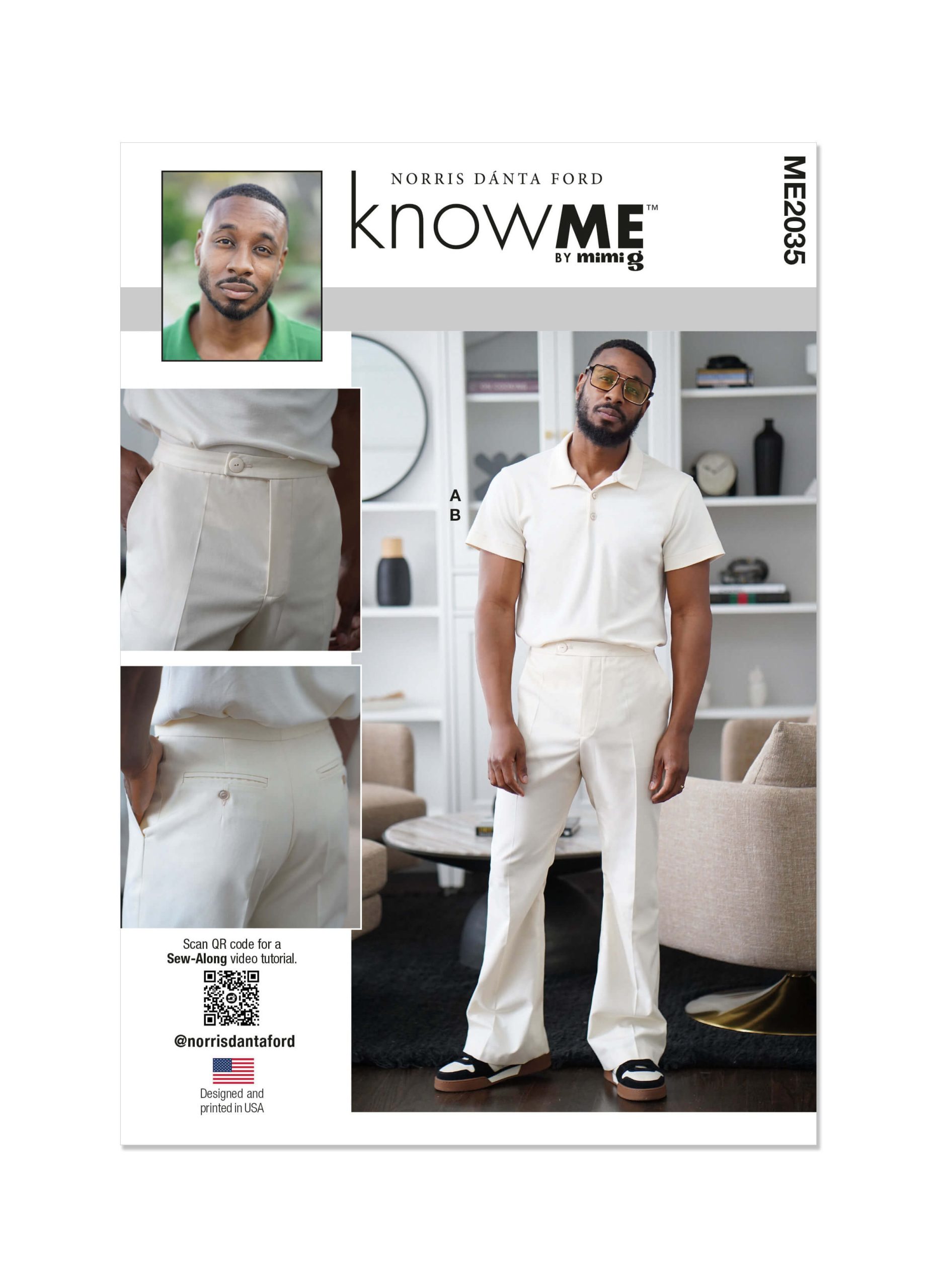 Know Me Sewing Pattern ME2035 Men’s Polo Shirt and Trousers - Sewdirect