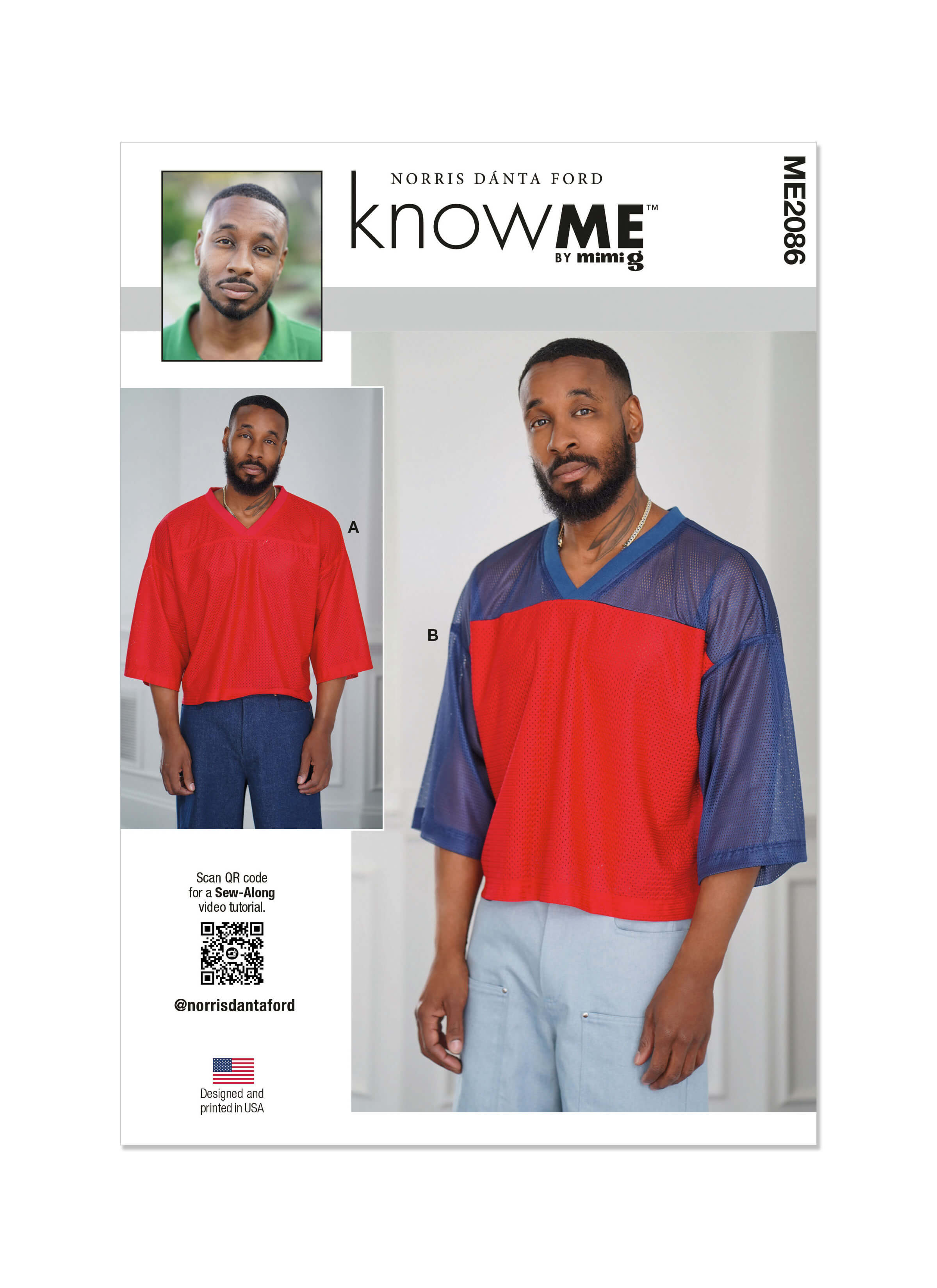 Know Me Sewing Pattern ME2086 Men’s Tops by Norris Dánta Ford - Sewdirect