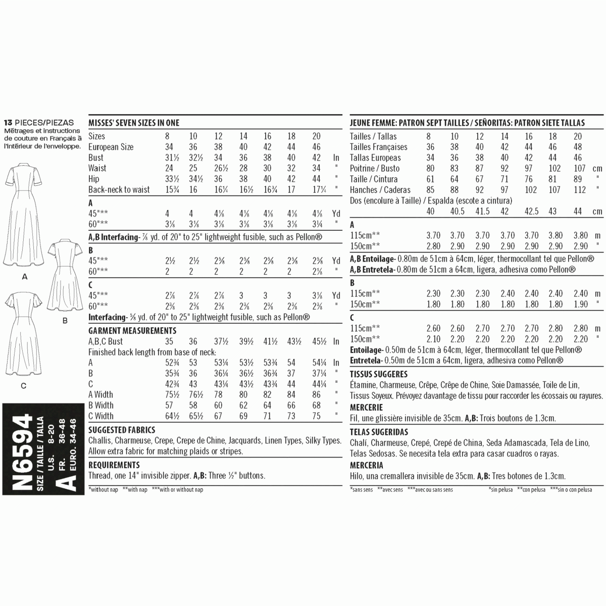 New Look Pattern N6594 Misses’ Dress In Three Lengths - Sewdirect