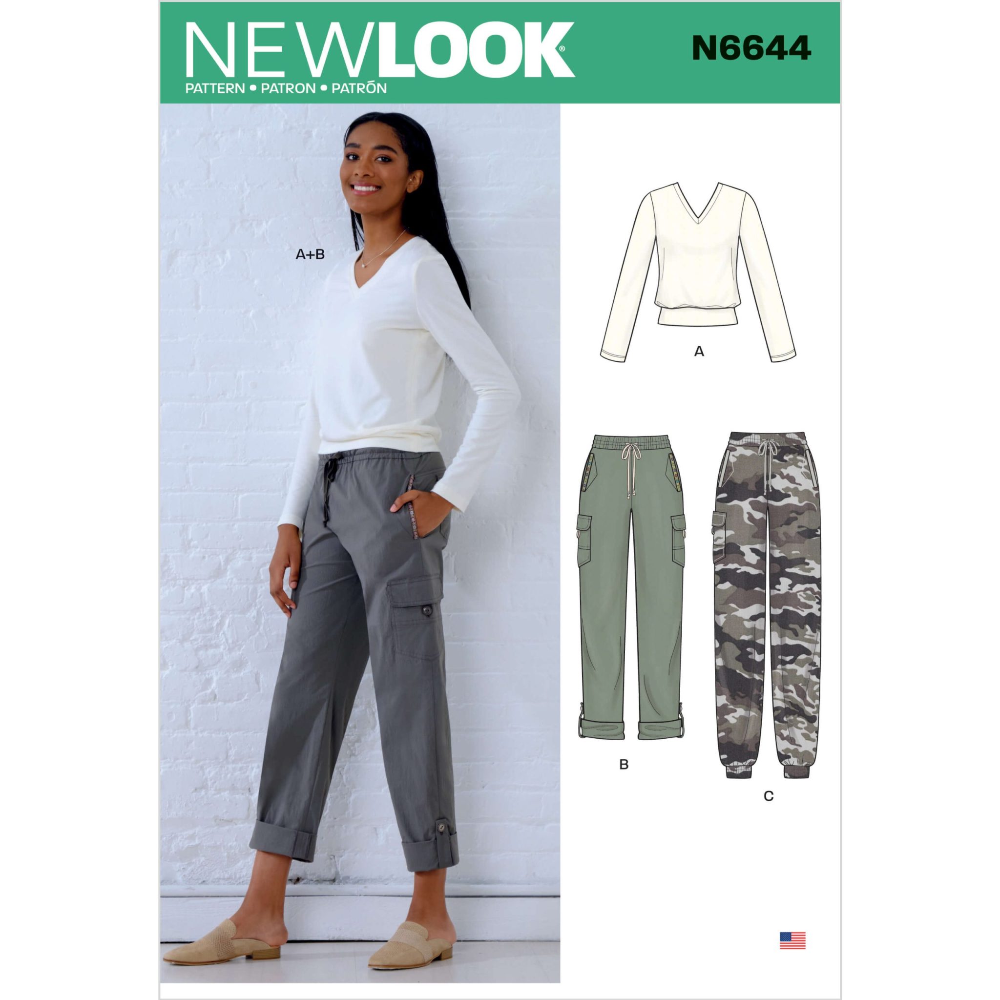 New Look Sewing Pattern N6644 Misses’ Cargo Pants and Knit Top - Sewdirect