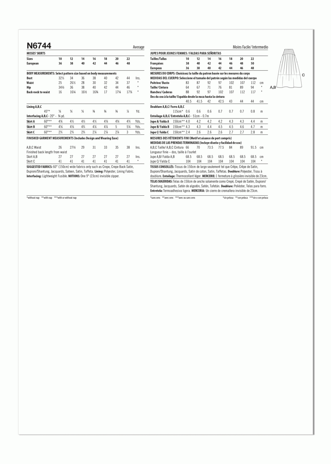 New Look Sewing Pattern N6744 Misses’ Skirt - Sewdirect