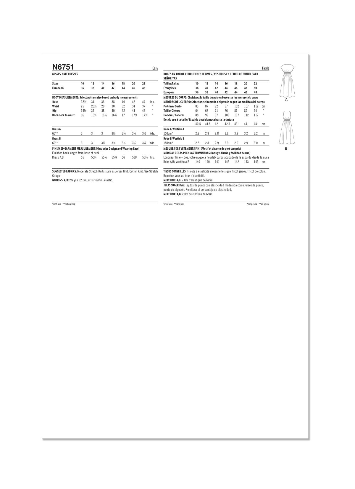 New Look Sewing Pattern N6751 Misses’ Knit Dresses - Sewdirect