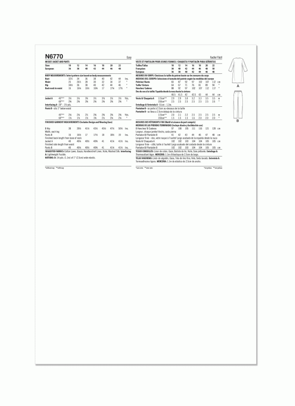 New Look Sewing Pattern N6770 Misses’ Jacket and Trousers - Sewdirect