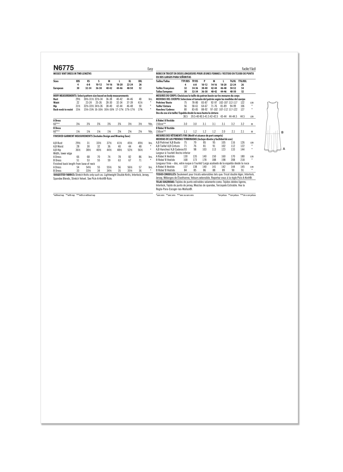 New Look Sewing Pattern N6775 Misses’ Knit Dress in Two Lengths - Sewdirect