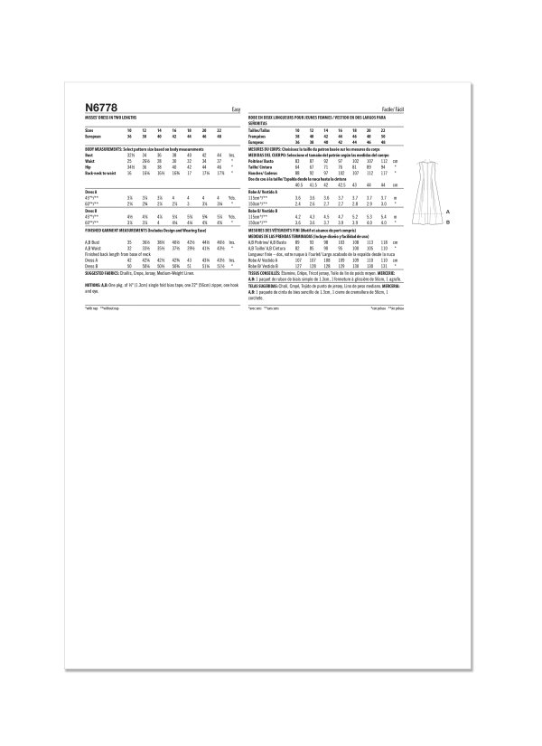 New Look Sewing Pattern N6778 Misses’ Dress in Two Lengths - Sewdirect