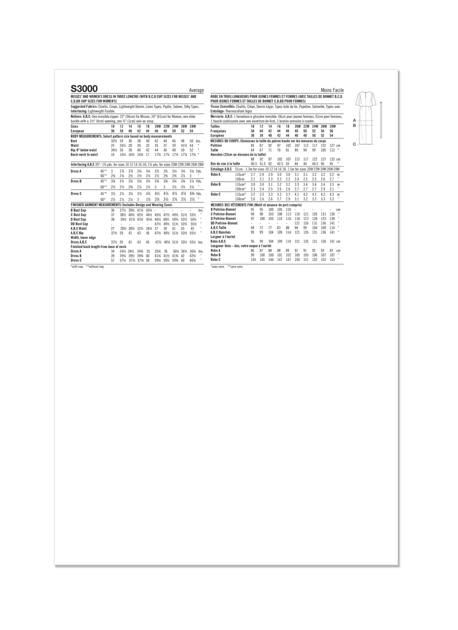 Simplicity Sewing Pattern S3000 Misses’ and Women’s Dress In Three ...