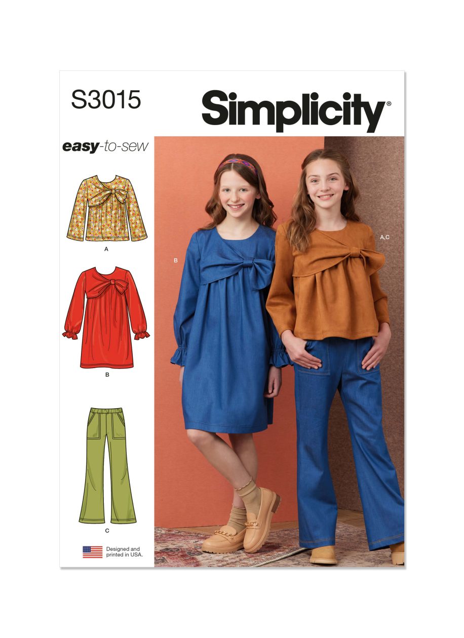 Simplicity Sewing Pattern S3015 Girls’ Top, Dress and Pants - Sewdirect