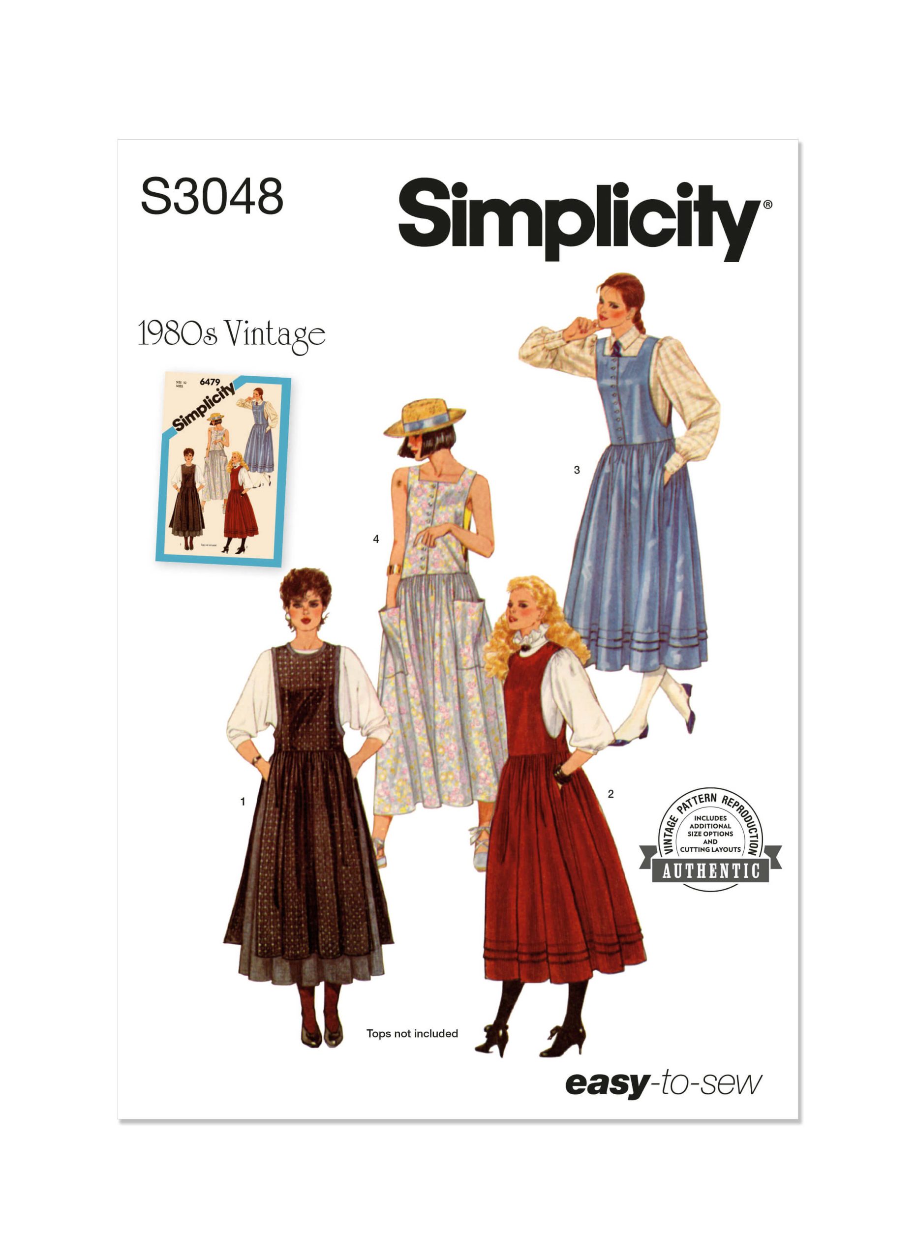 Simplicity Sewing Pattern S3048 Misses’ Vintage Pinafores in Two ...