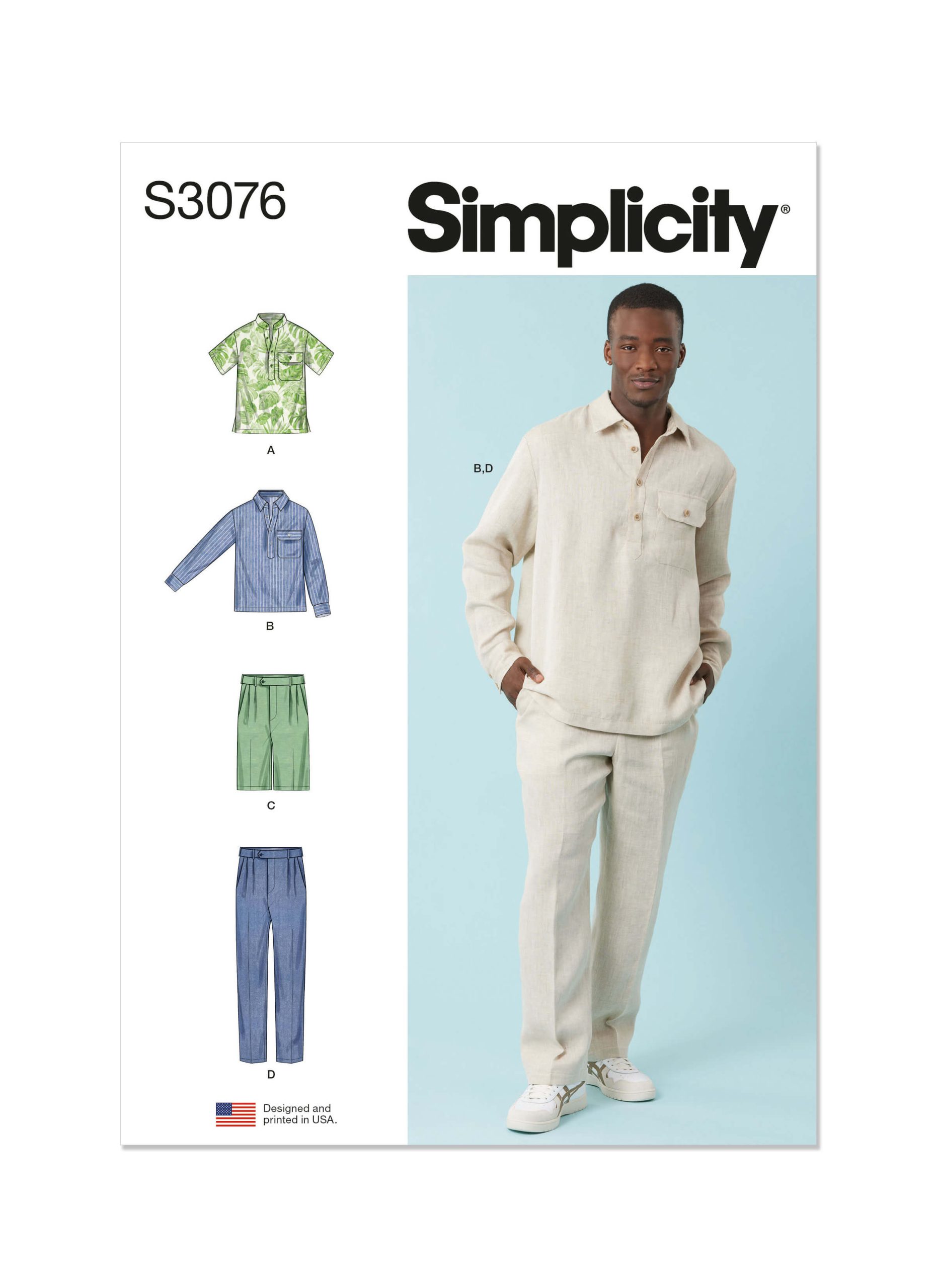 Simplicity Sewing Pattern S3076 Men’s Tops, Shorts and Trousers - Sewdirect