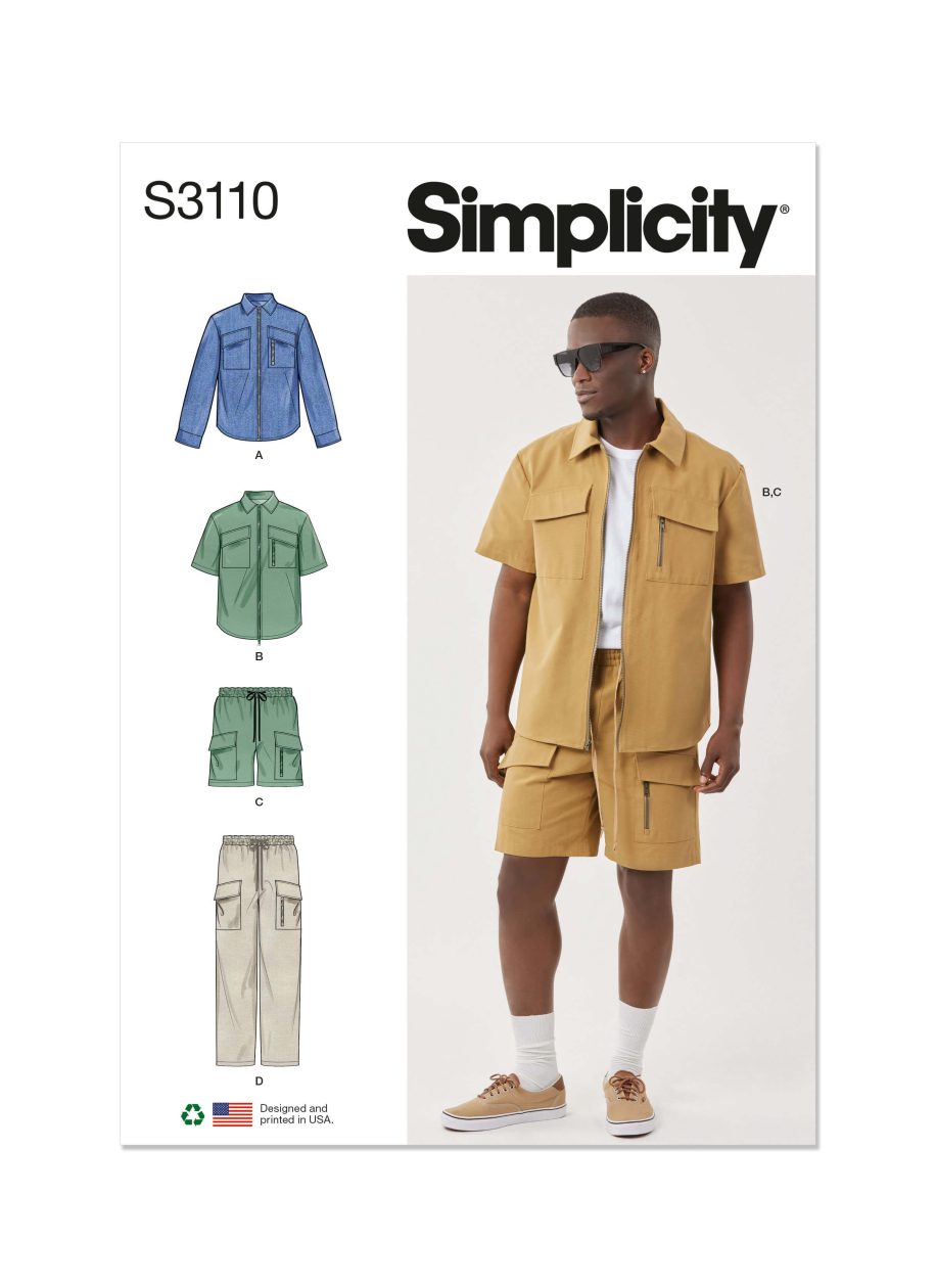 Simplicity Sewing Pattern S3110 Men’s Shirts, Shorts and Trousers ...