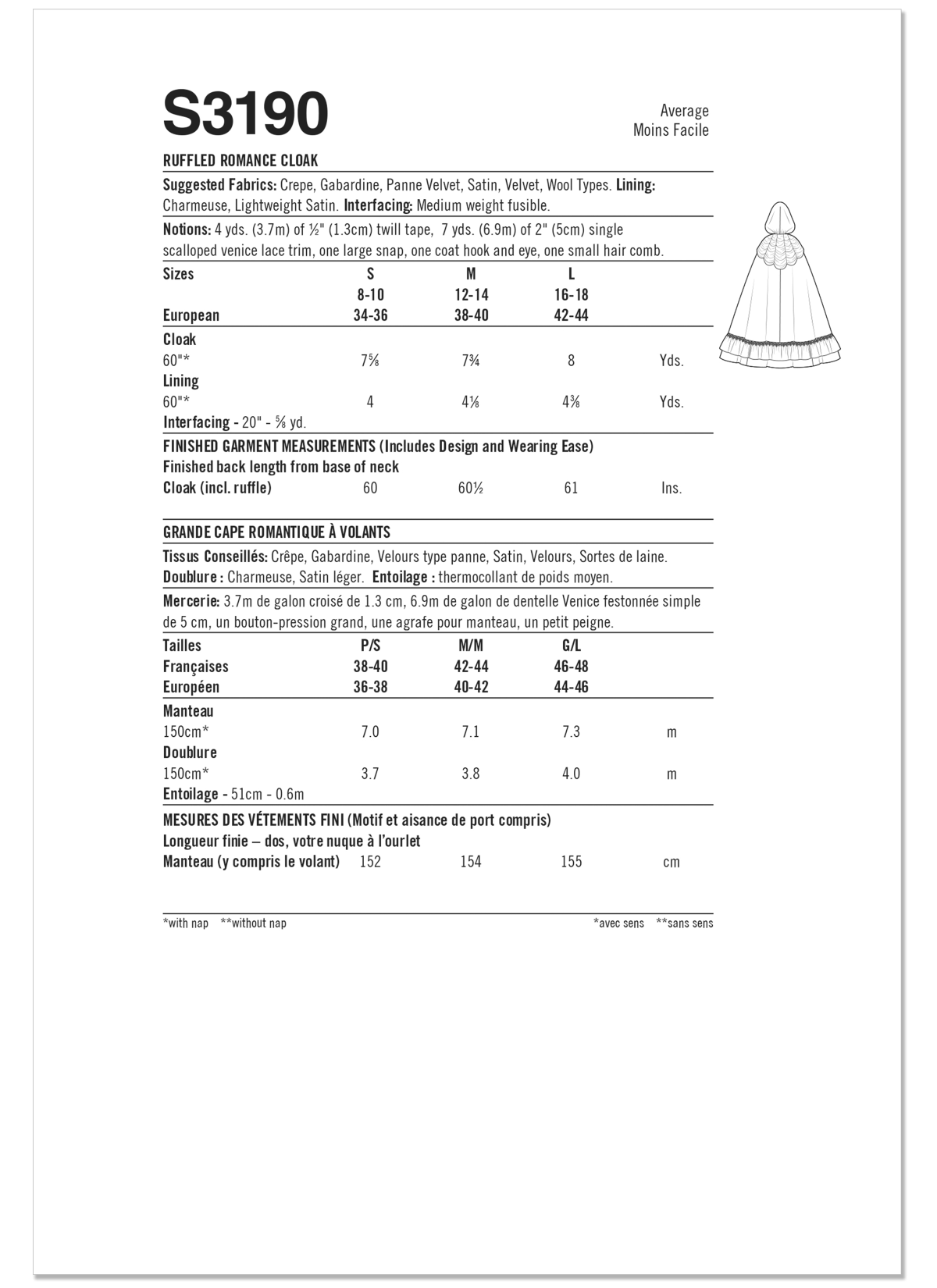 Simplicity Sewing Pattern S3190 Ruffled Romance Cloak by Raine Emery ...