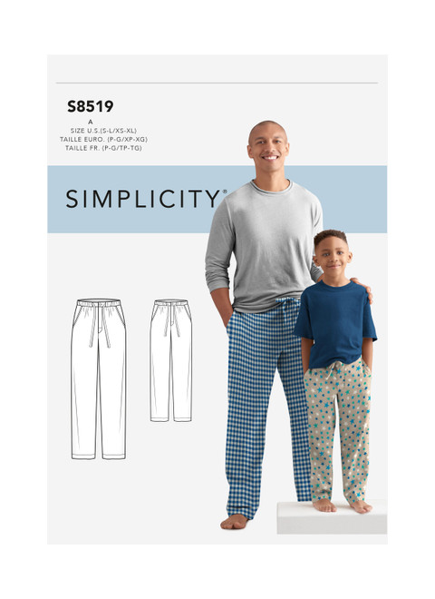 Simplicity Pattern 8519 Boys’ and Men’s Slim Fit Lounge Trousers ...