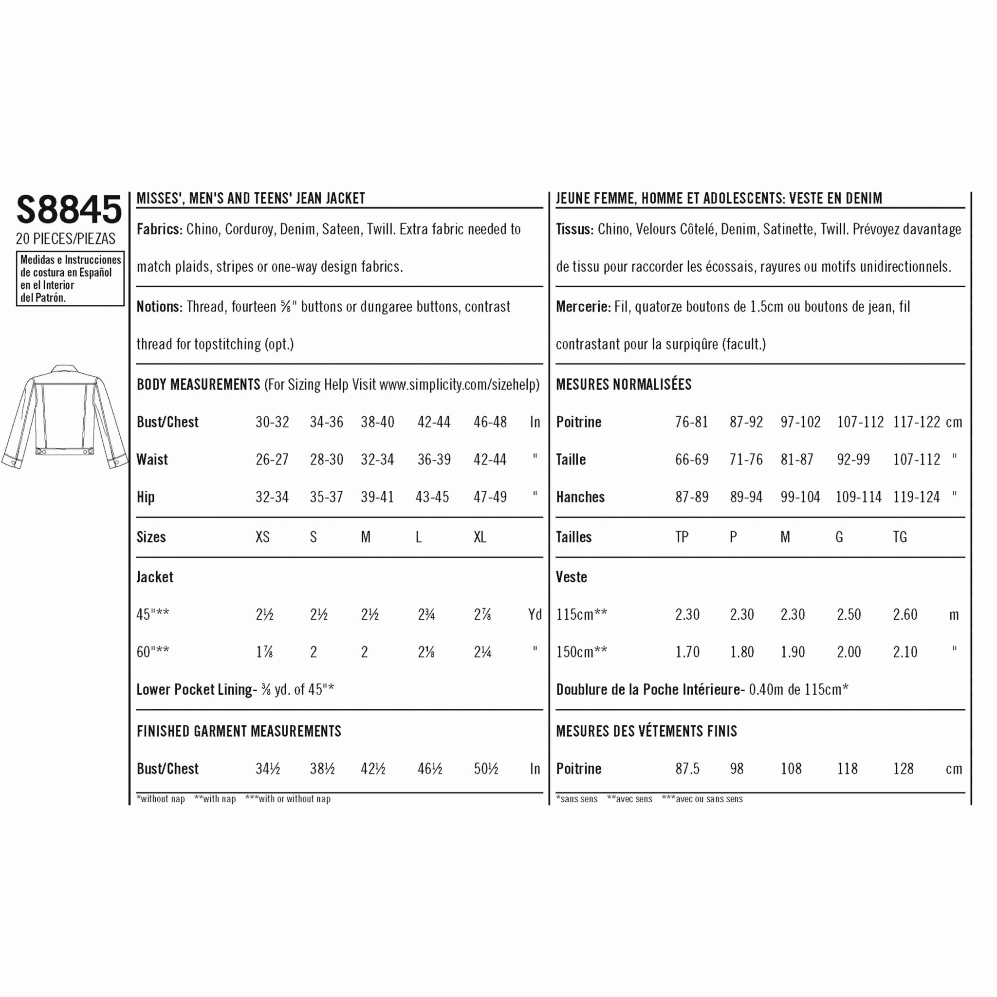 Simplicity Sewing Pattern S8845 Mimi G Denim Jacket - Sewdirect