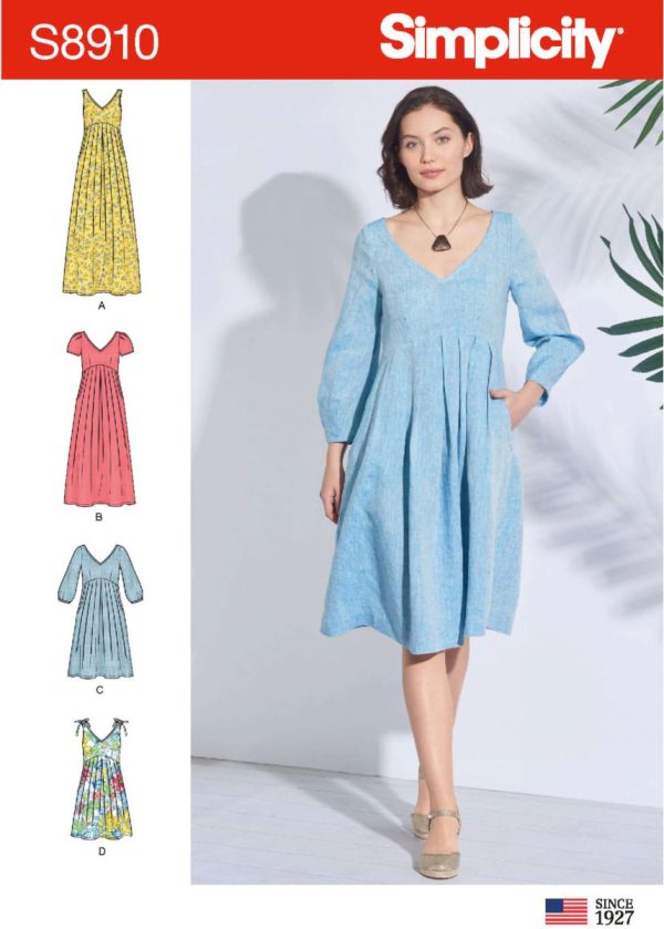 Simplicity Sewing Pattern S8910 Misses’ Pleated Dress - Sewdirect