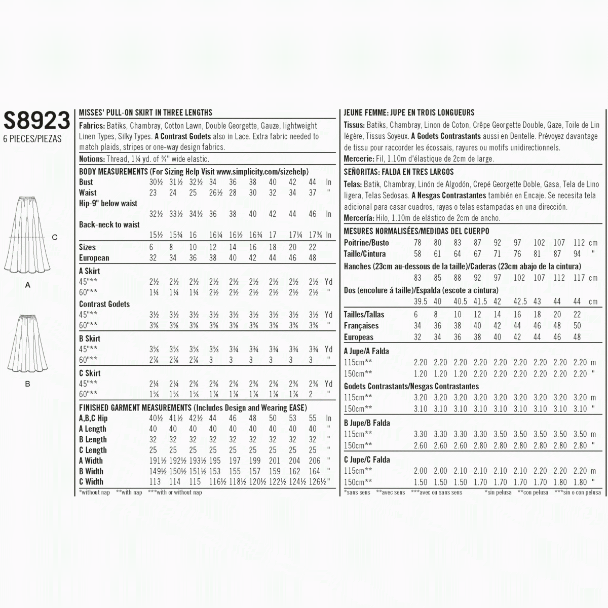 Simplicity Sewing Pattern S8923 Misses’ Pull-On Skirts - Sewdirect