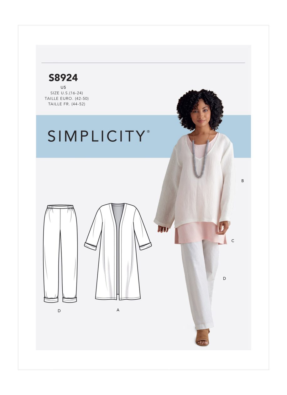 Simplicity Sewing Pattern S8924 Misses’ Jacket, Top, Tunic, and Pull-On ...
