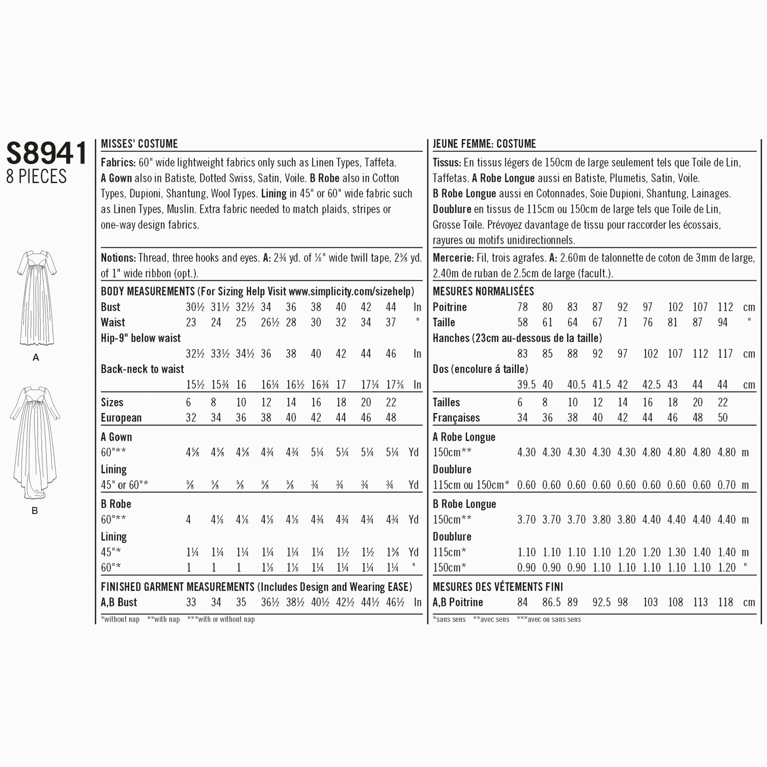 Simplicity Sewing Pattern S8941 Misses’ Costume - Sewdirect