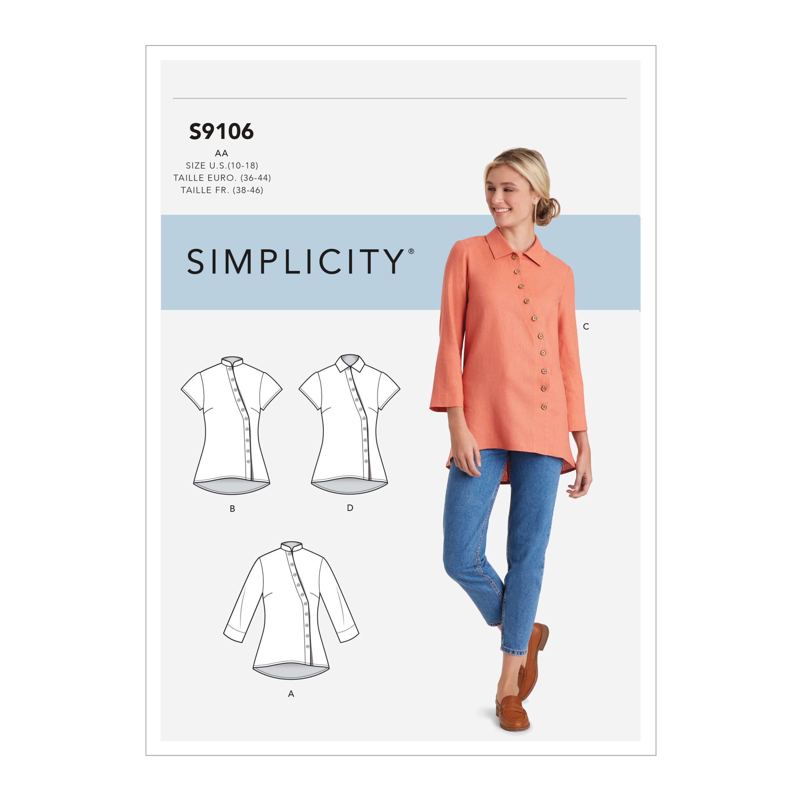 Simplicity Sewing Pattern S9106 Misses’ & Women’s Button Front Shirt ...