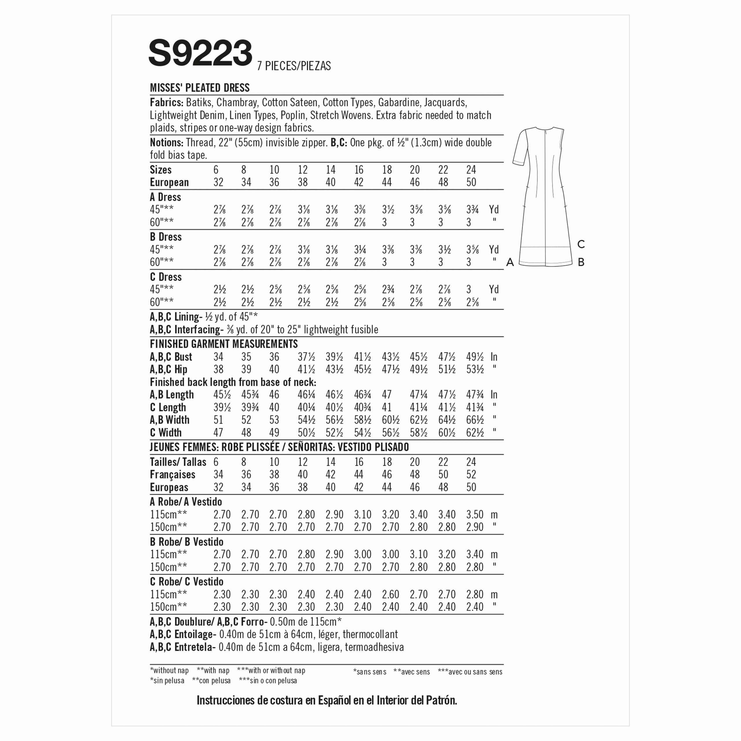 Simplicity Sewing Pattern S9223 Misses’ Pleated Dress - Sewdirect