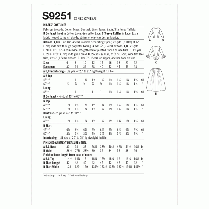Simplicity Sewing Pattern S9251 Misses’ Costumes - Sewdirect