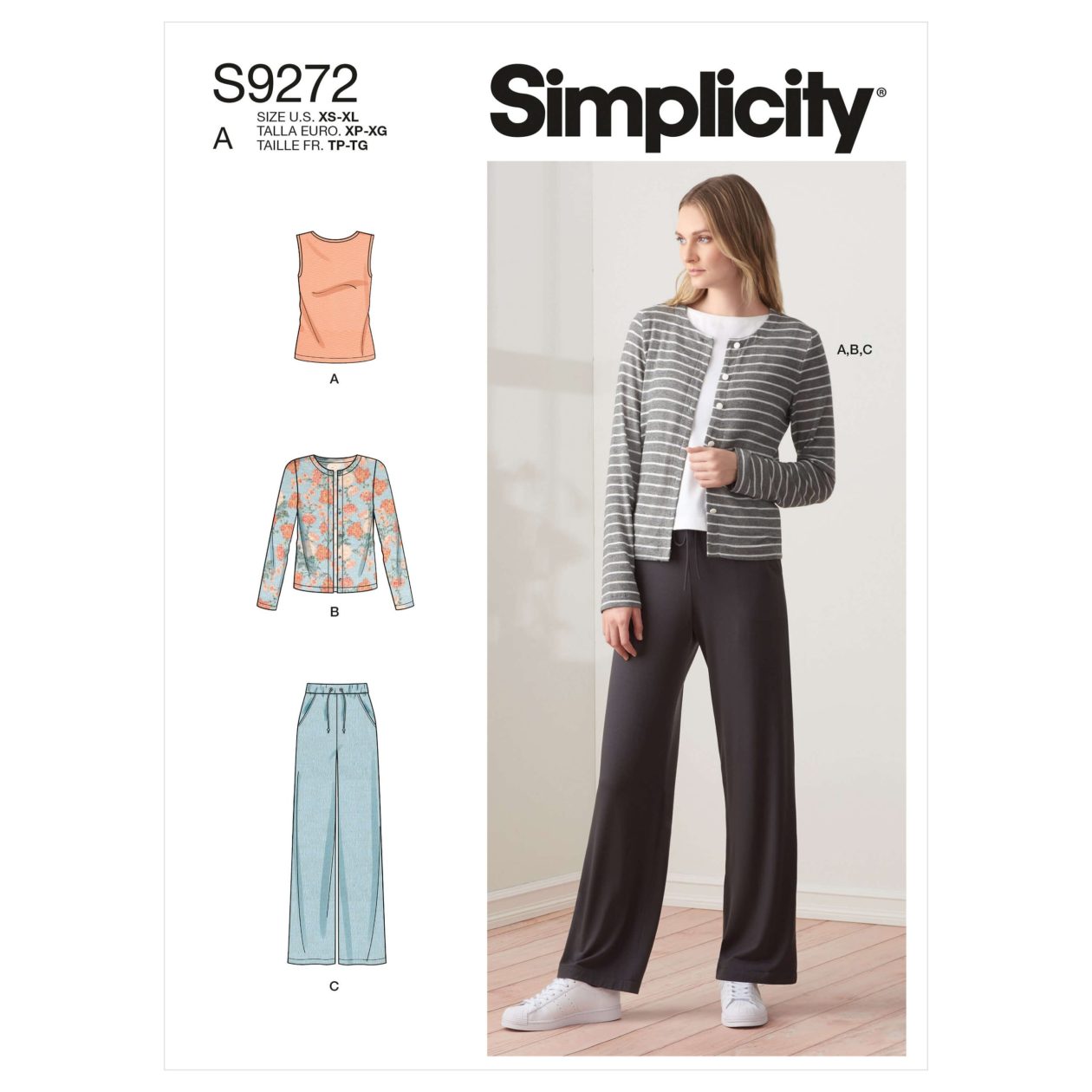 Simplicity Sewing Pattern S9272 Misses’ Knit Cardigan Top and Trousers ...