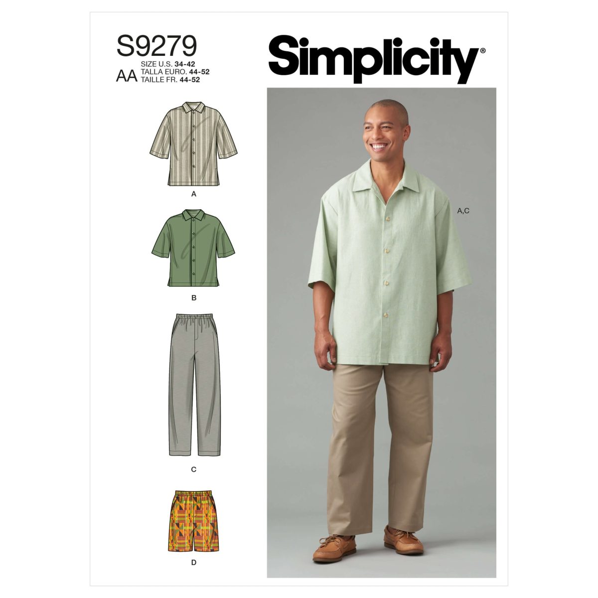 Simplicity Sewing Pattern S9279 Men’s Shirt In Two Lengths, Trousers ...