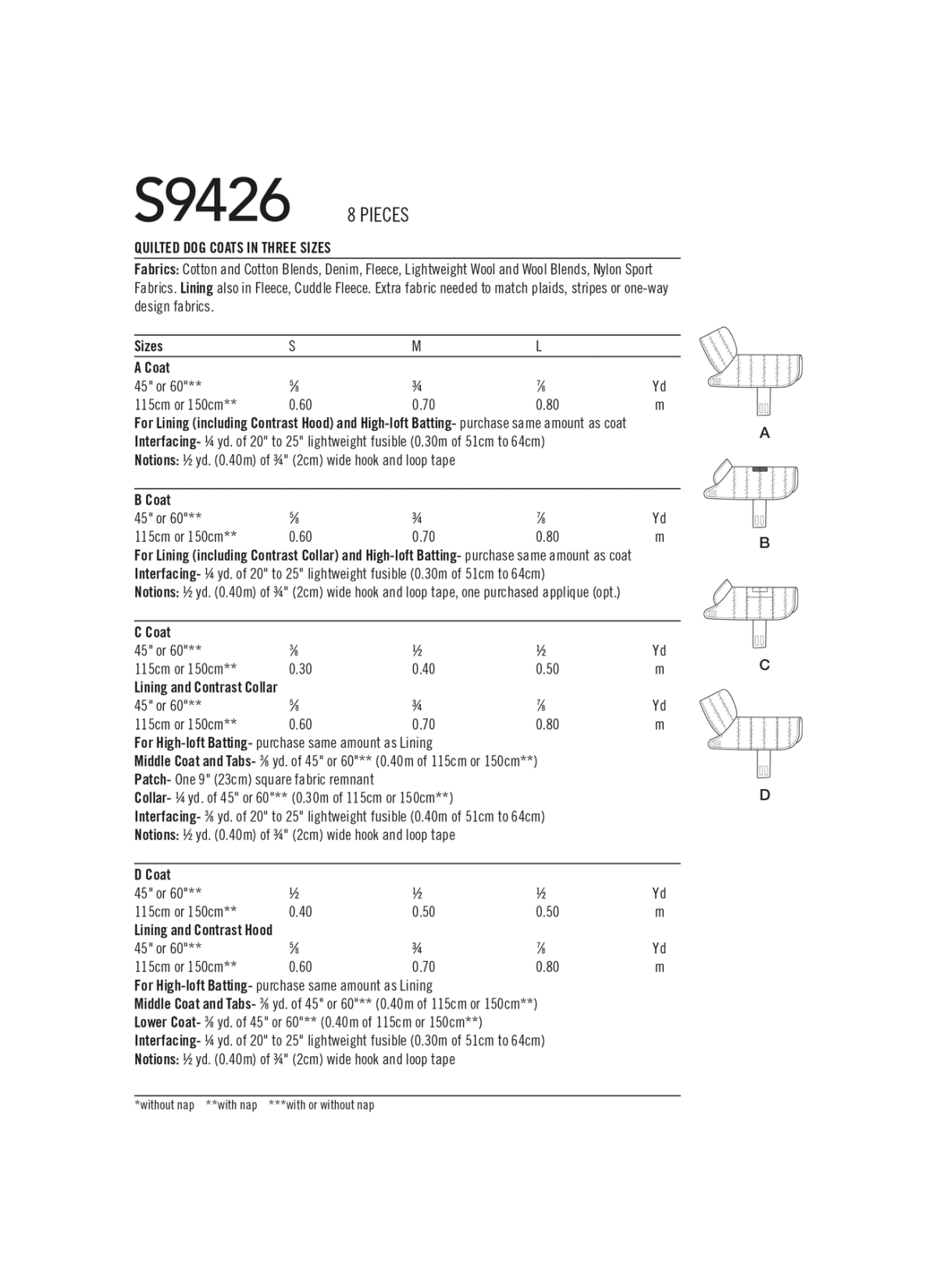 Simplicity Sewing Pattern S9426 Quilted Dog Coats - Sewdirect
