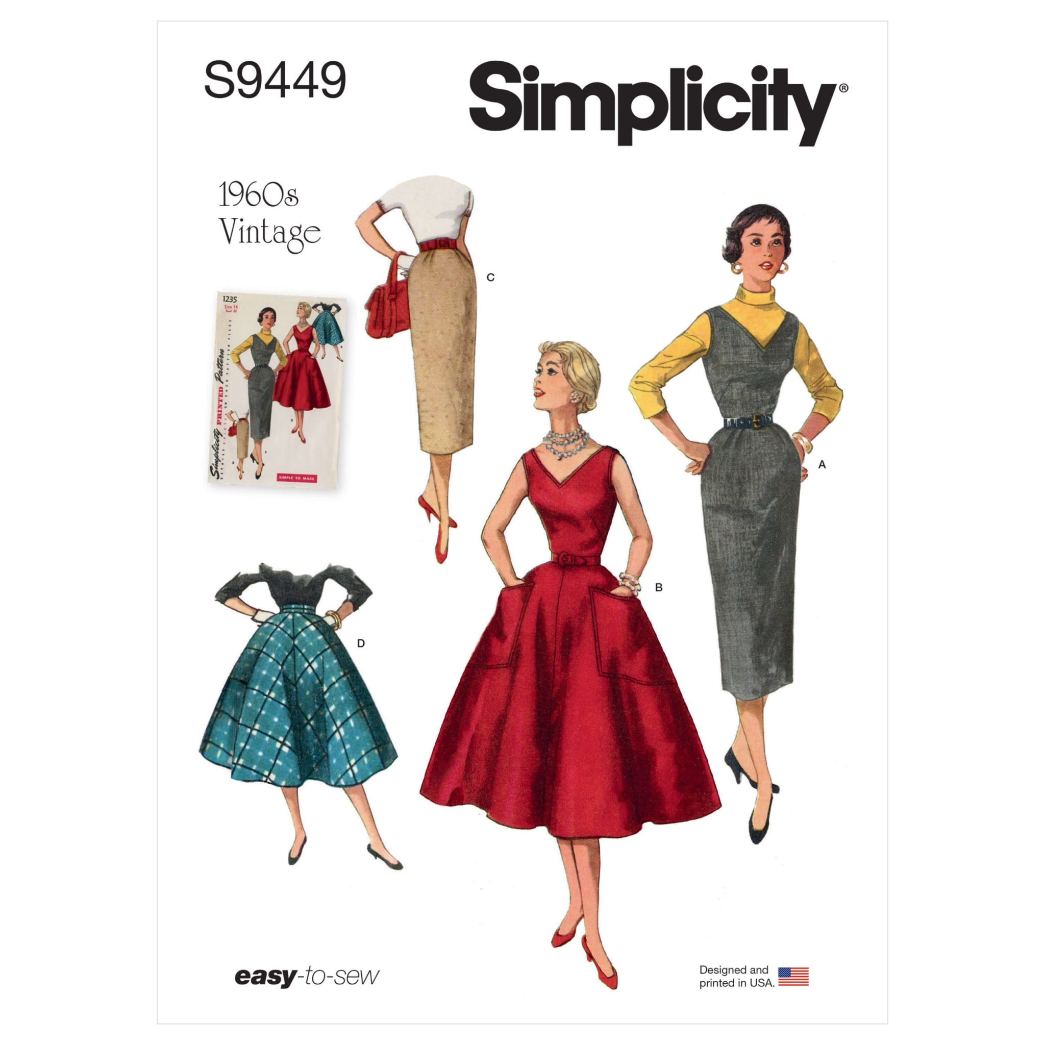 Simplicity Sewing Pattern S9449 Misses’ 1960’s Vintage Dress, Pinafore ...