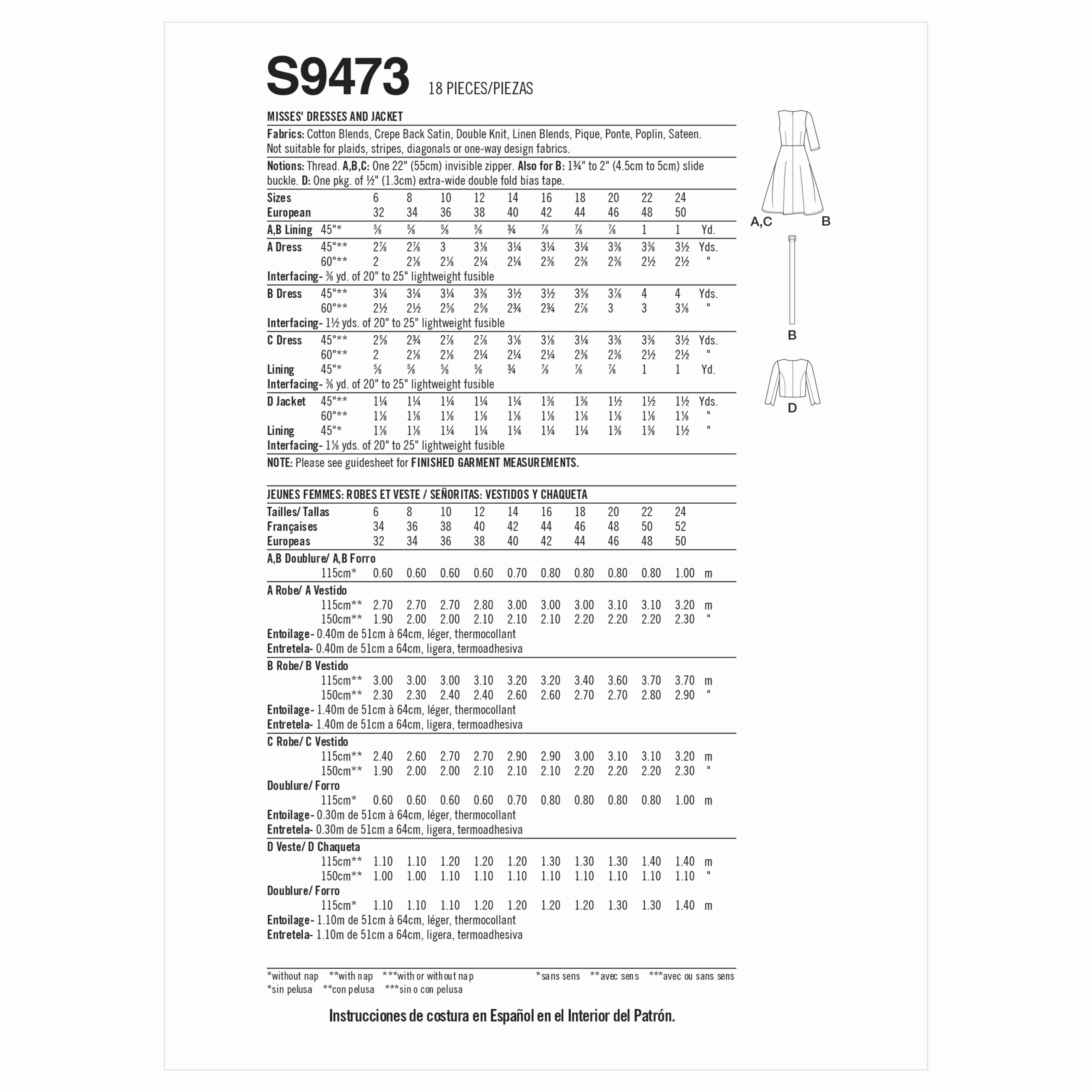 Simplicity Sewing Pattern S9473 Misses’ Dress and Jacket - Sewdirect