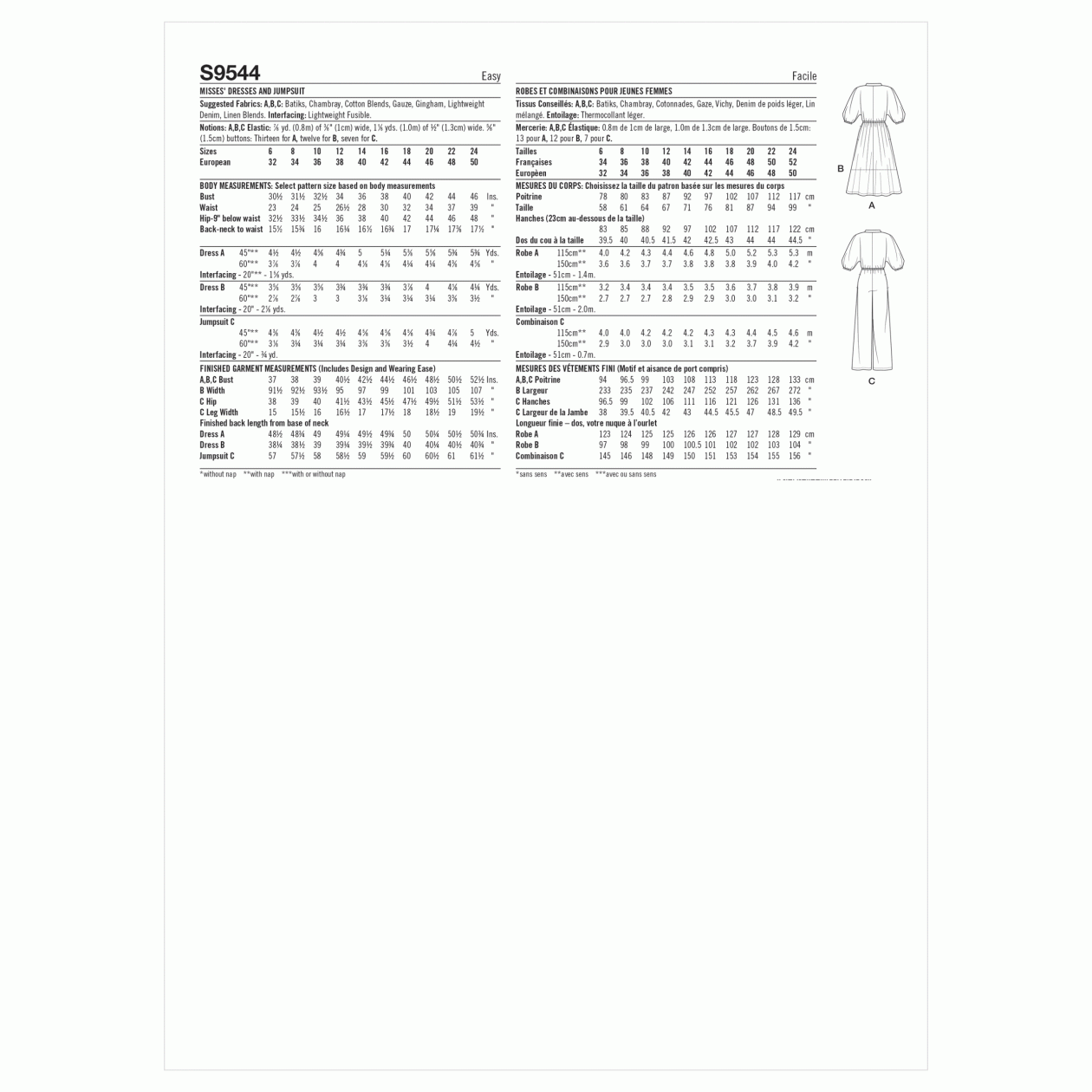 Simplicity Sewing Pattern S9544 Misses’ Dresses and Jumpsuit - Sewdirect