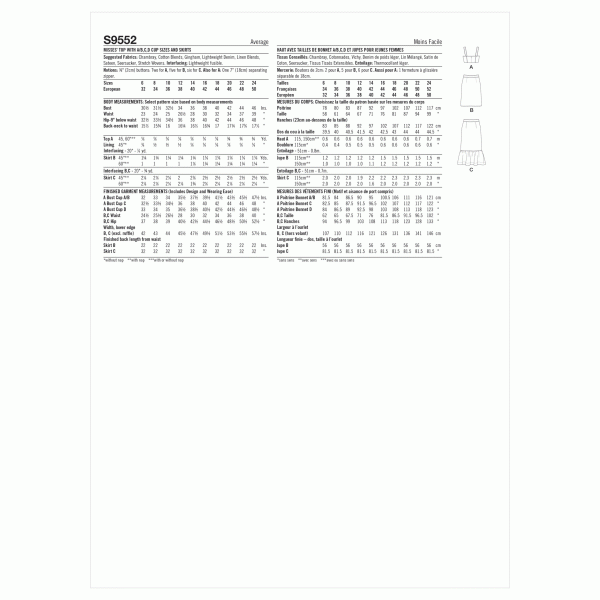 Simplicity Sewing Pattern S9552 Misses’ Top and Skirts - Sewdirect
