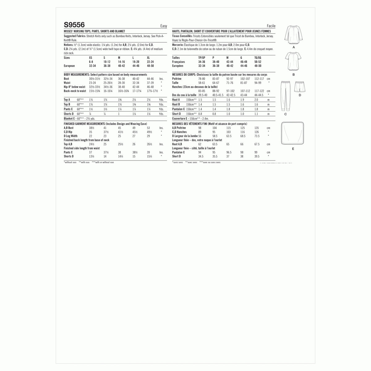 Simplicity Sewing Pattern S9556 Misses’ Nursing Tops, Trousers, Shorts ...