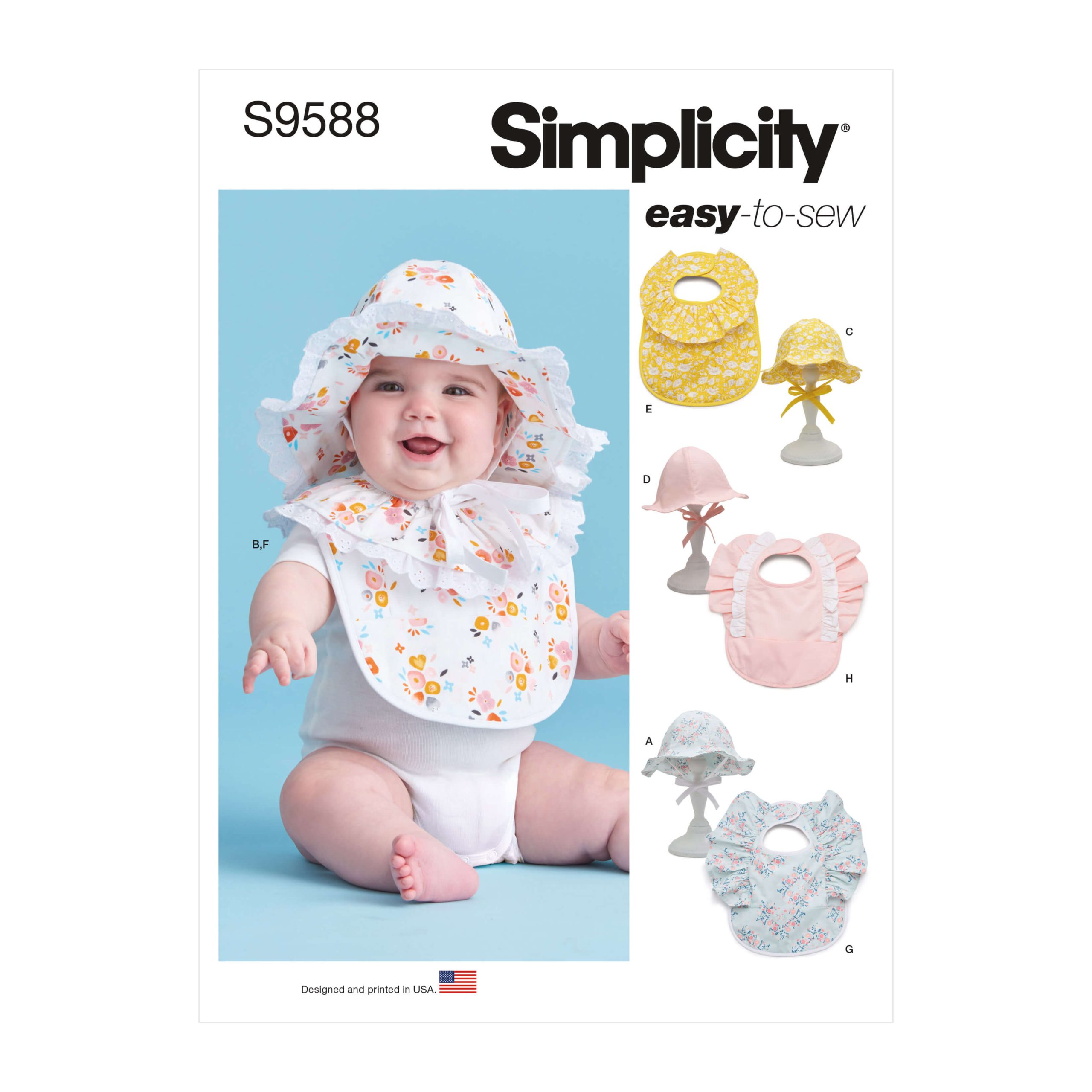 Simplicity Sewing Pattern S9588 Babies’ Hats and Bibs - Sewdirect